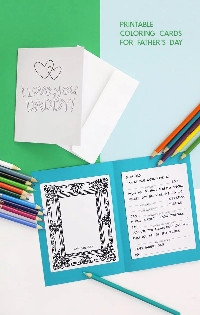 8 Fun Father's Day Cards that You Can Print and Color