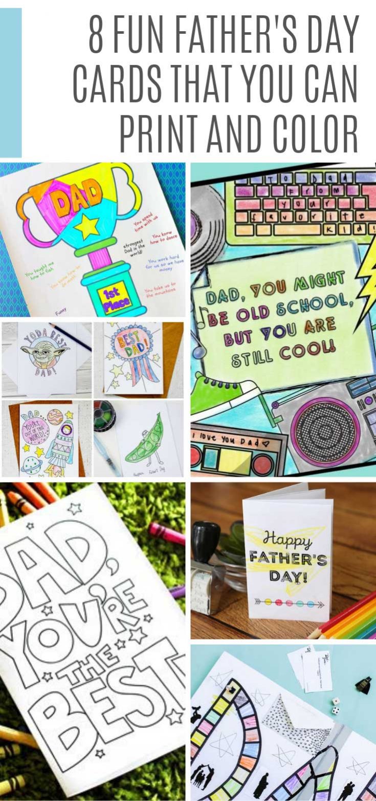 8 Fun Father's Day Cards that You Can Print and Color