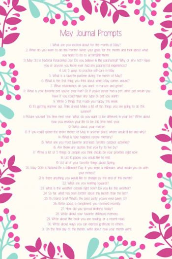 31 May Journal Prompts - Includes a Free Printable