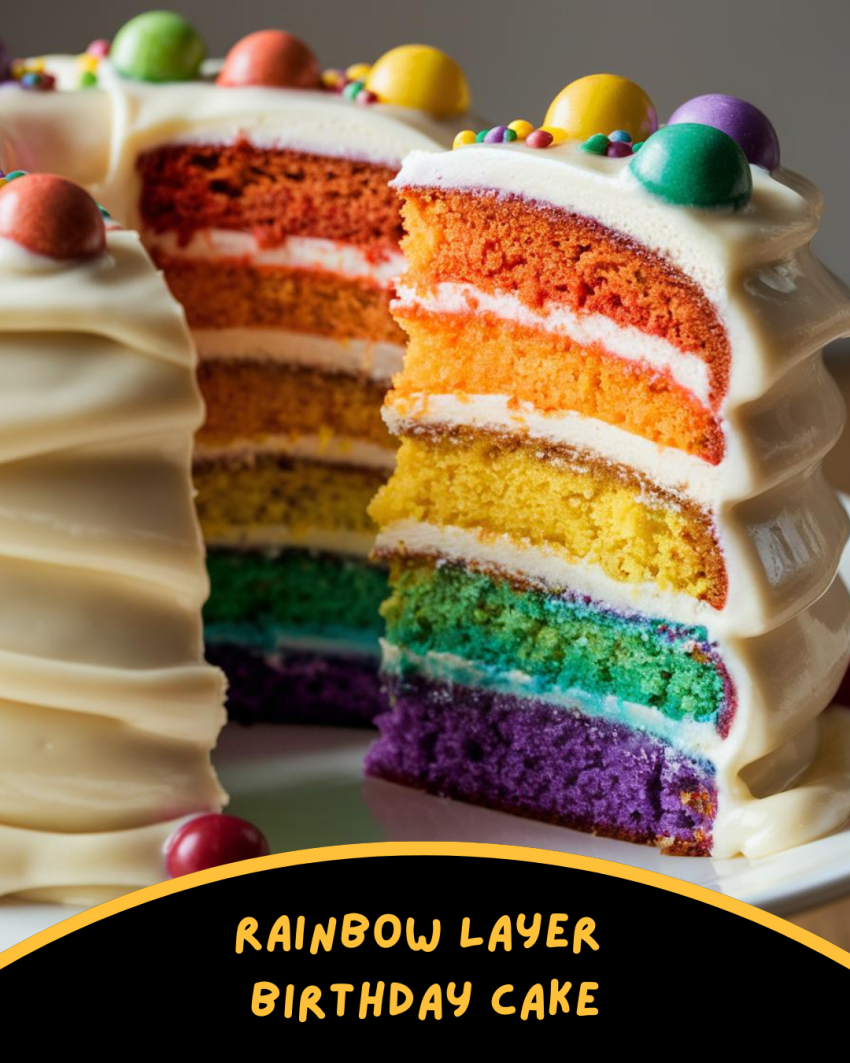 This rainbow layer cake is sure to make any birthday magical