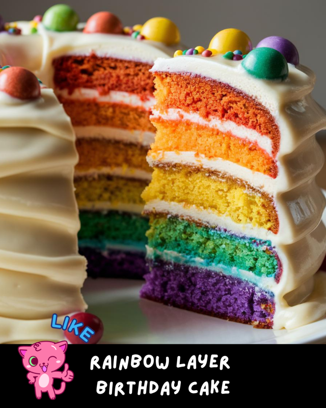 This rainbow layer cake is sure to make any birthday magical