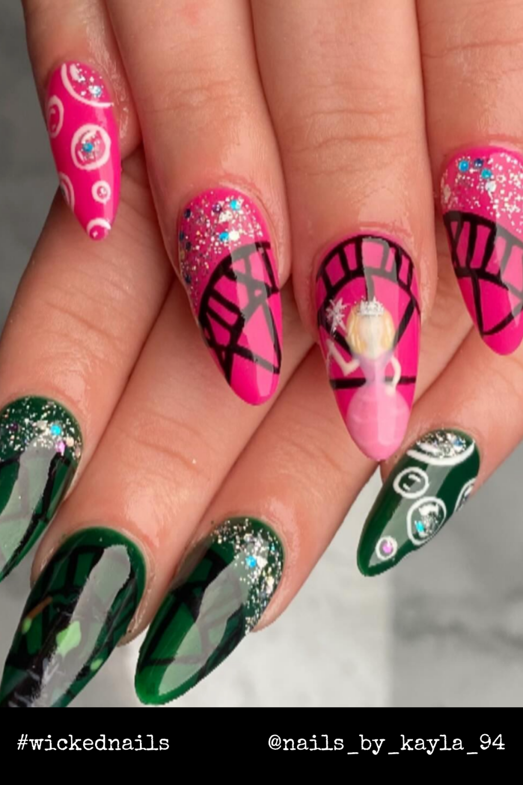 20 Spellbinding Wicked Nail Art Ideas Inspired by Glinda and Elphaba